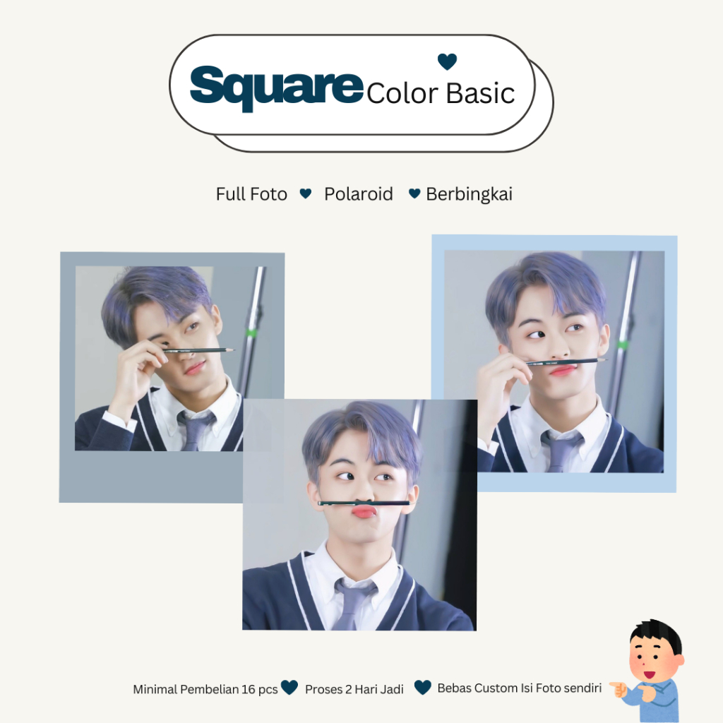 Jual Cetak Foto Square Ukuran 8,5 x 7 cm Basic Color Premium Minimal ...