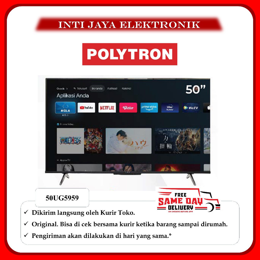 Jual TV POLYTRON UHD 4K 50 INCH CINEMAX GOOGLE ANDROID DIGITAL TV ...