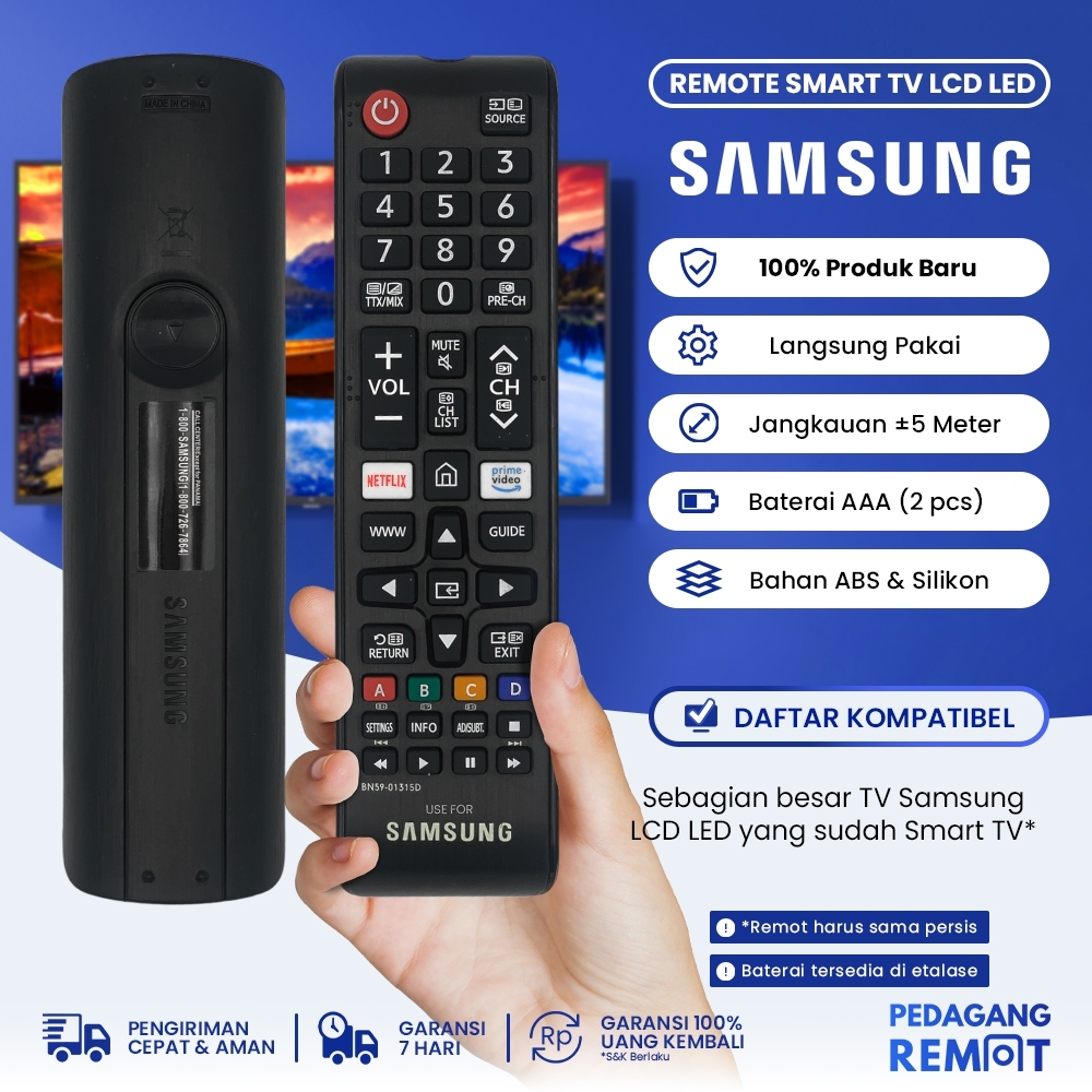 Jual Remot Remote TV Samsung LCD LED Smart TV Netflix BN59-01315D | Shopee Indonesia