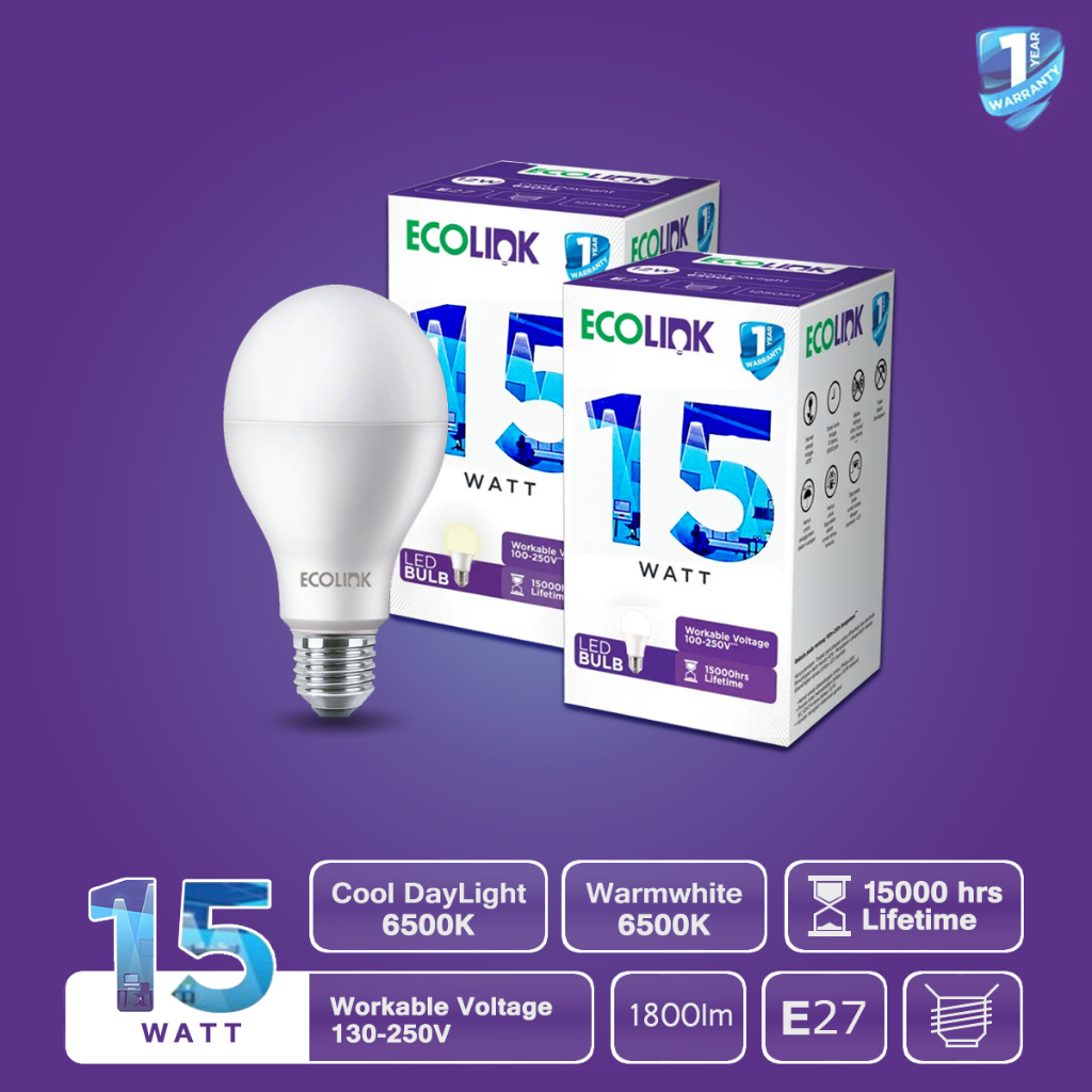 Jual Ecolink Lampu LED Bulb 15 watt 15W CAHAYA PUTIH 6500K | Shopee Indonesia