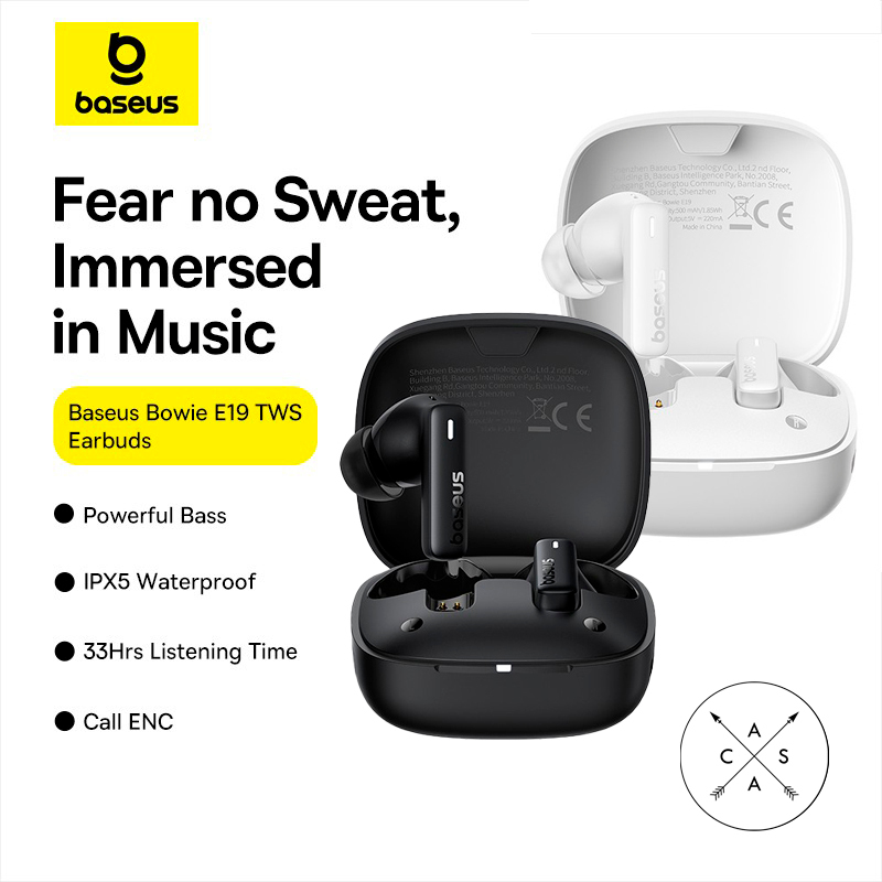 Jual Baseus E19 TWS ENC Mic True Wireless Earbuds IPX5 Powerful Bass | Shopee Indonesia