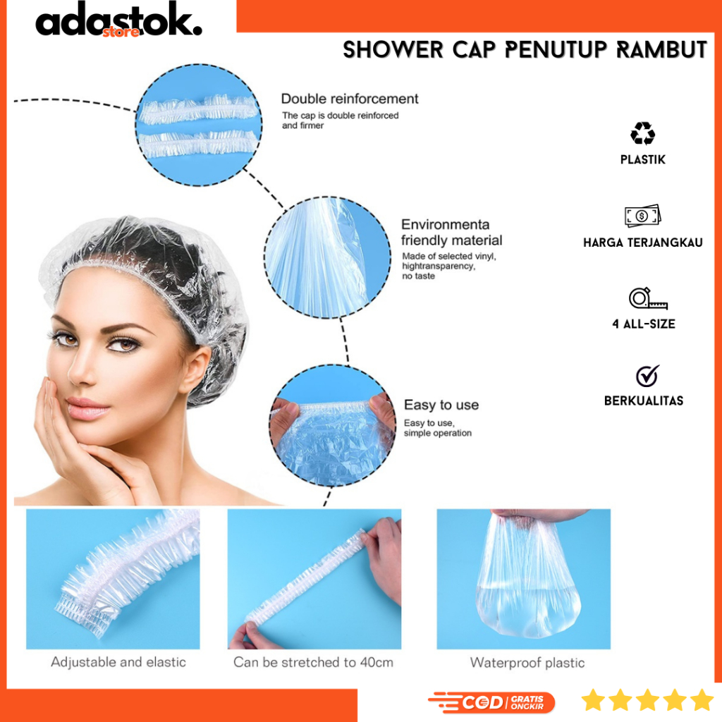 Jual [𝐏𝐑𝐎𝐌𝐎 𝐓𝐄𝐑𝐋𝐀𝐑𝐈𝐒][𝐂𝐎𝐃] Shower Cap Penutup Rambut / Kepala Keramas ...