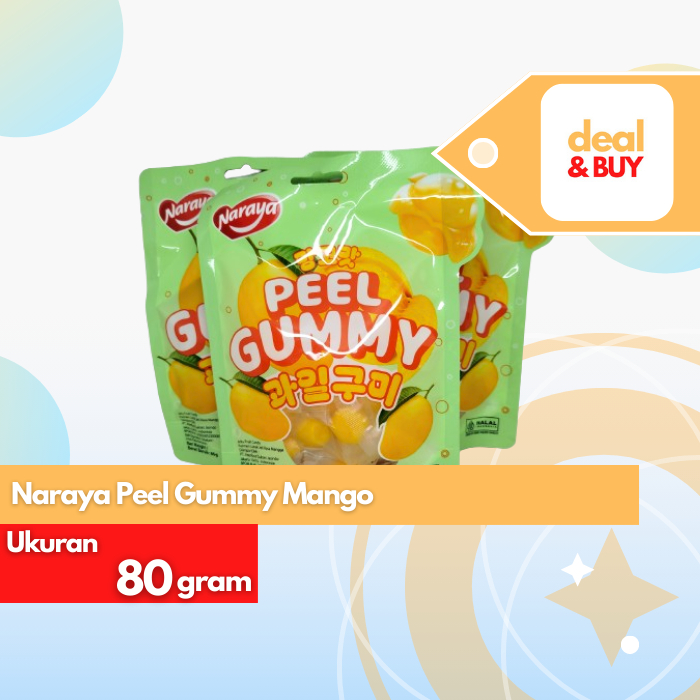 Jual Naraya Peel Gummy Mango/ Jelly Fruit Candy/ Permen Lunak Jeli Rasa Mangga 80g | Shopee ...