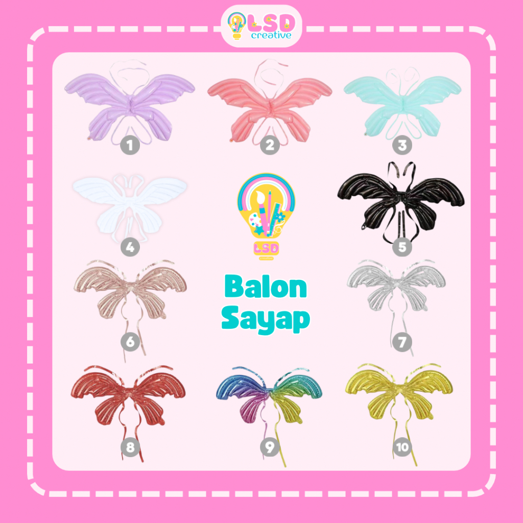 Jual LSD Balon Sayap Kupu Kupu Cantik Aneka Warna | Shopee Indonesia