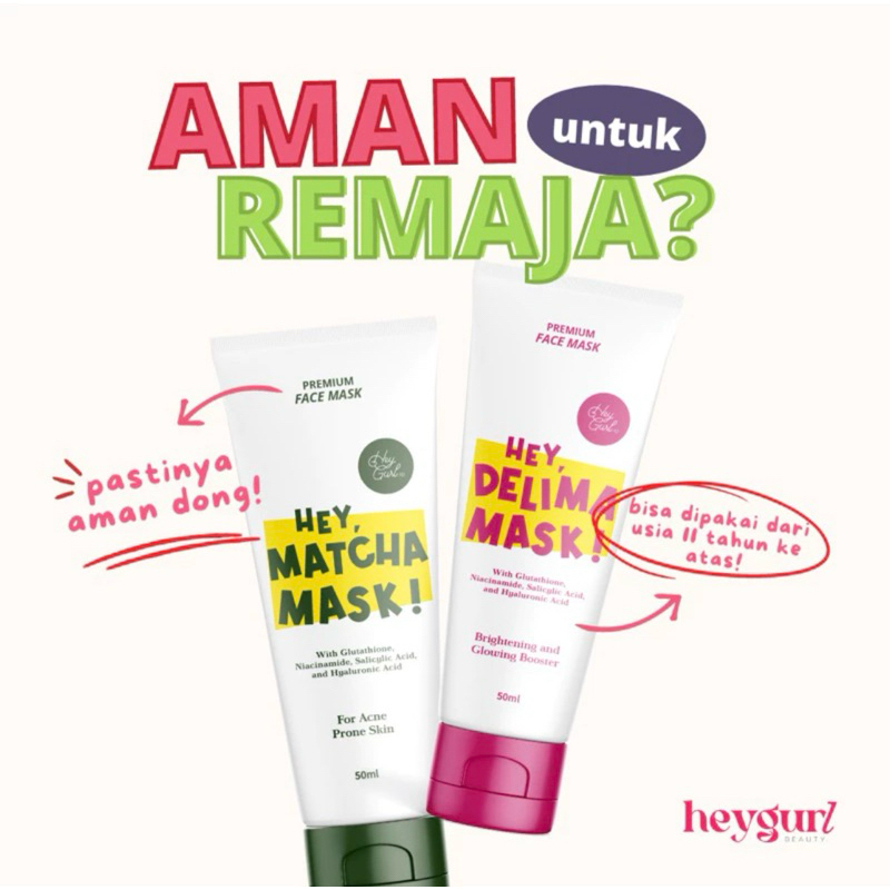 Jual HEY Delima Mask Brightening | Hay Matcha Mask For Acne By Heygurl ...