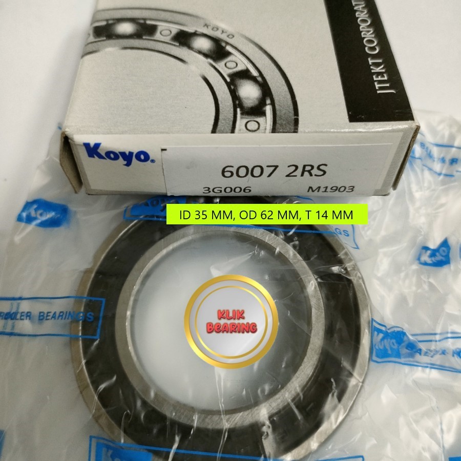 Jual Bearing 6007 6007RS Laher 6007 2RS (ID 35mm, OD 62mm, T 14mm ...