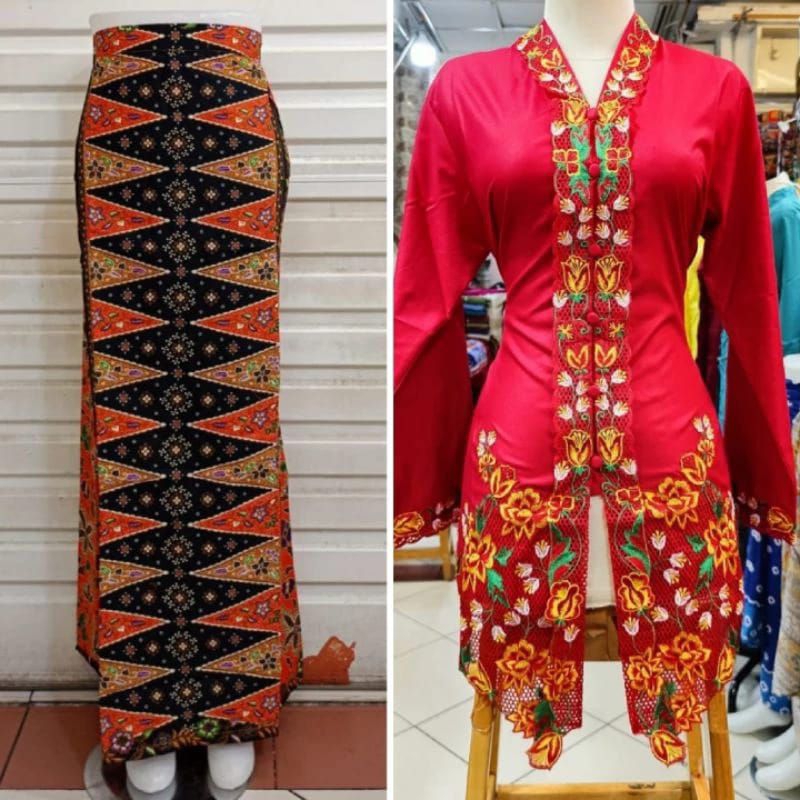 Jual Set Kebaya Encim Betawi Motif Tulip /Bahan Katun /Kebaya Encim ...