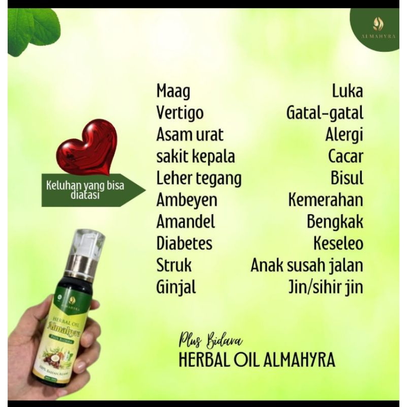 Jual Herbal oil almahyra, minyak seribu manfaat yang dapat menyembuhkan berbagai macam penyakit ...