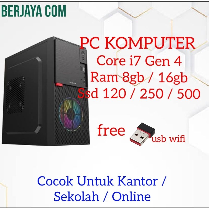 Jual Core i7 gen 4 - 16gb Ram - 500gb Ssd - Pc Rakitan - Komputer Kantor - Cpu sekolah | Shopee ...