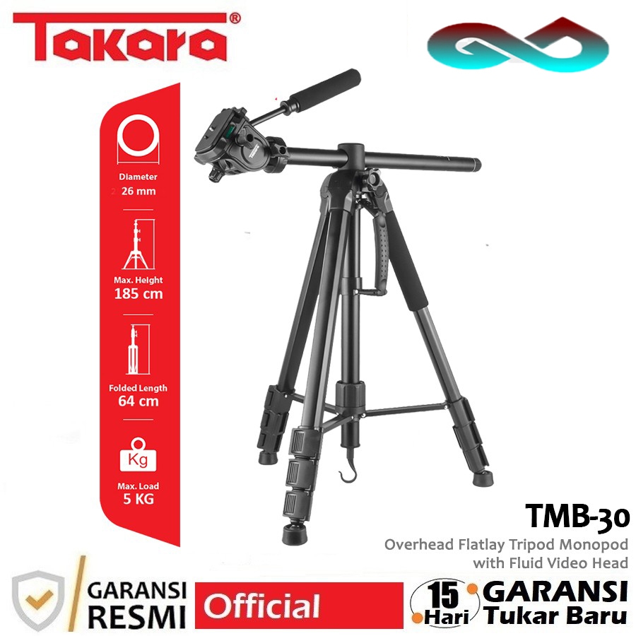 Jual Takara TMB-30 Overhead Flatlay Tripod Monopod with Fluid Video Head | Shopee Indonesia