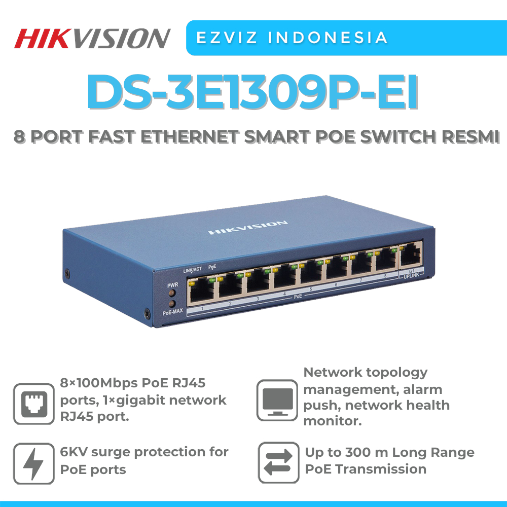Jual HIKVISION DS-3E1309P-EI 8 PORT FAST ETHERNET SMART GIGABIT POE SWITCH | Shopee Indonesia