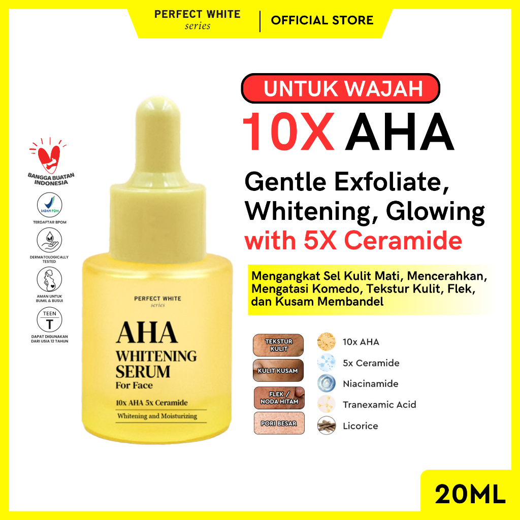 Jual PERFECT WHITE AHA Whitening Face Serum | Shopee Indonesia