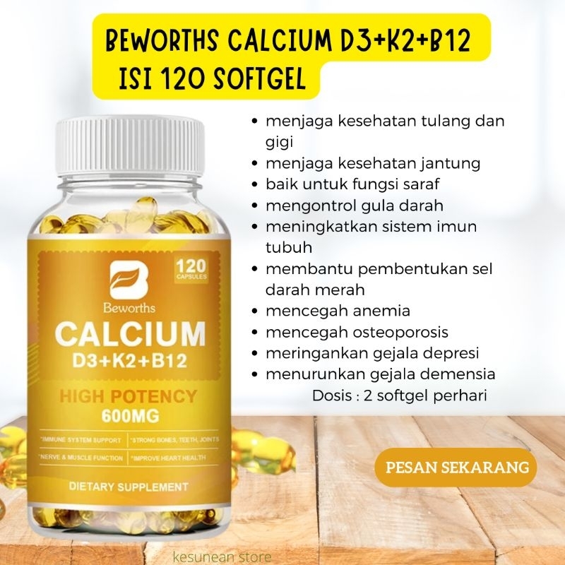 Jual BEWORTHS CALCIUM D2 K2 B12 HIGH POTENCY 600MG ORIGINAL ISI 120 ...