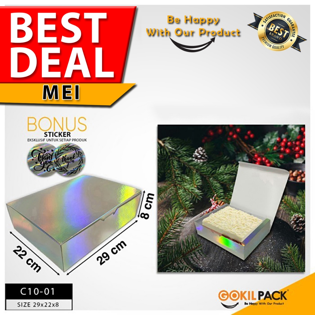 Jual Kotak Hampers - Gift Box Silver Hologram - Dus Kado - Uk 29x22x8 cm - C10 | Shopee Indonesia