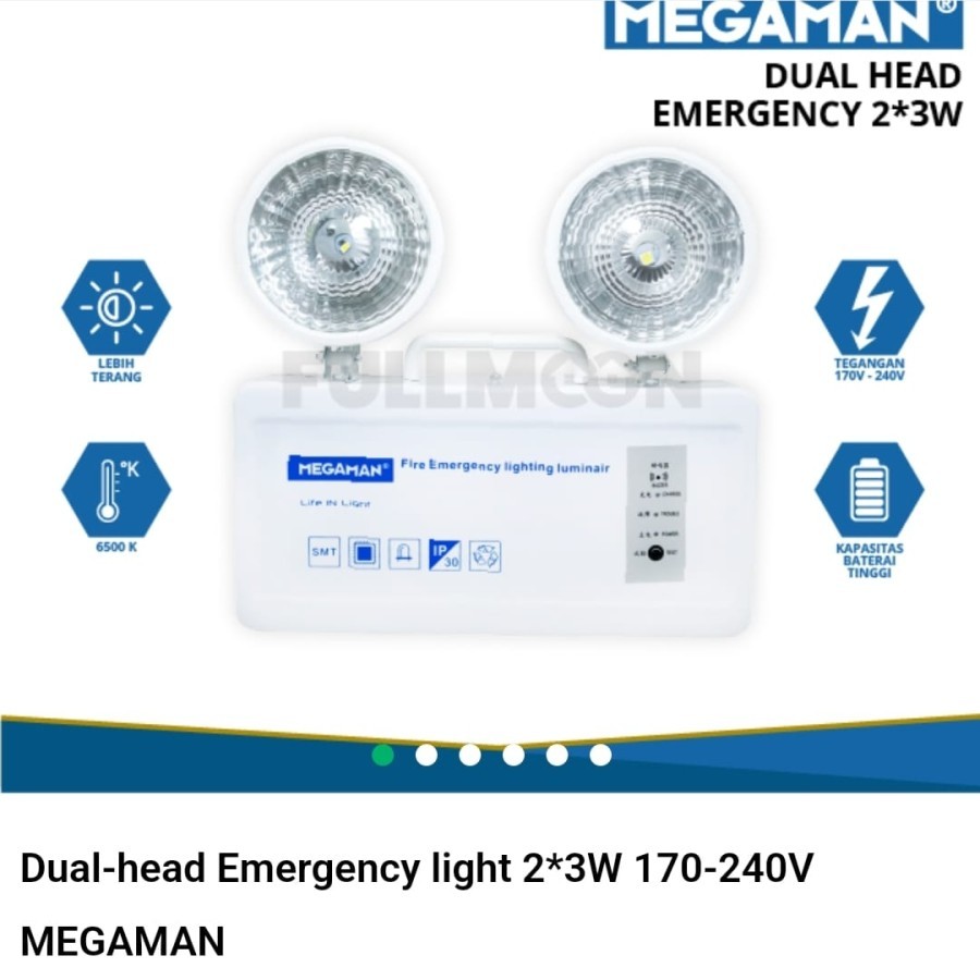 Jual Dual Head emergency light MEGAMAN 2 x 3W | Shopee Indonesia