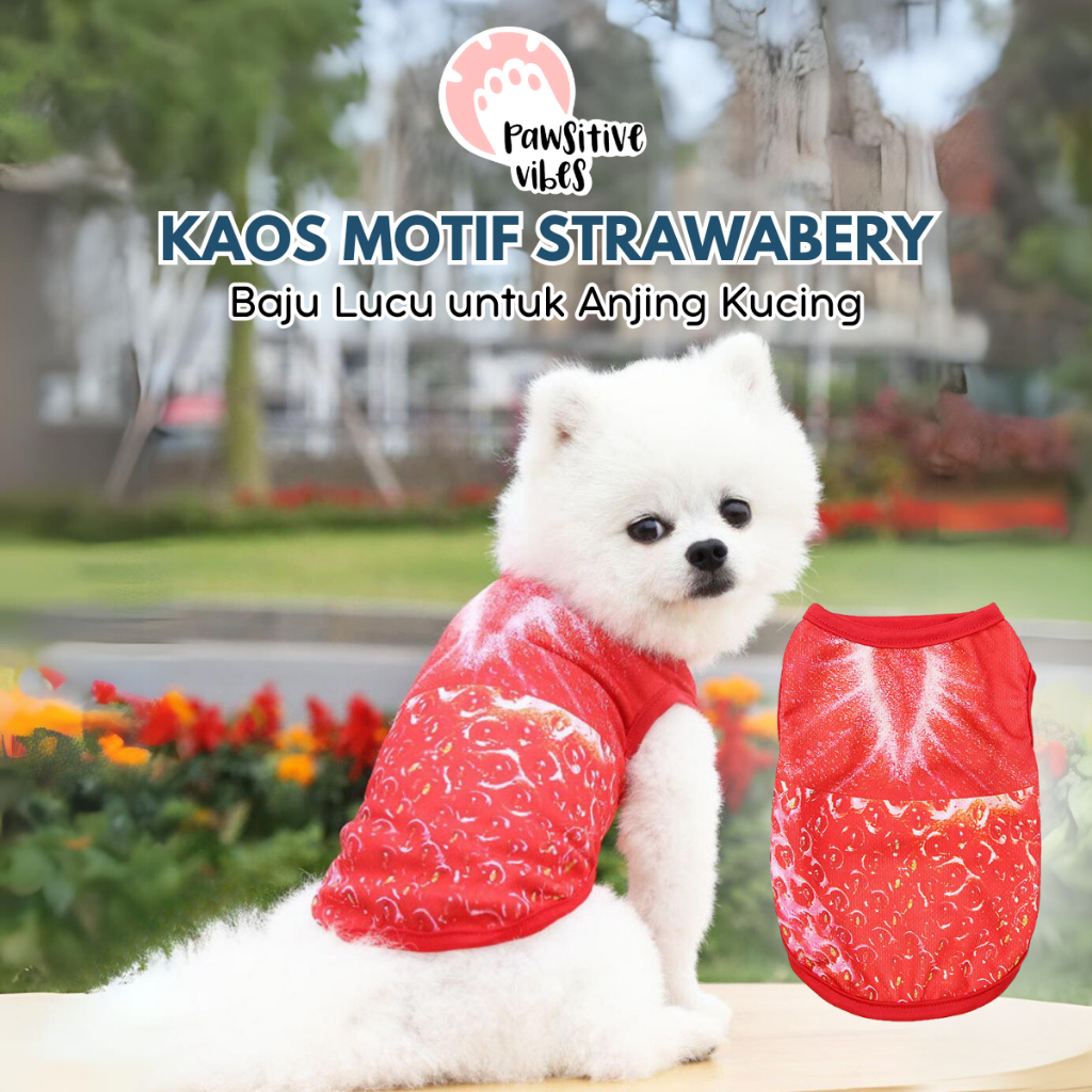 Jual Kaos kucing Anjing Motif Strawberry / Baju Lucu untuk Anjing ...