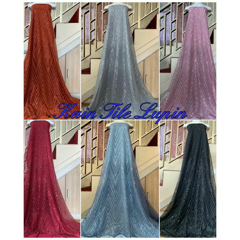 Jual Kain Tile/Tulle Lupin payet, kain tile brokat, tile payet, tile ...