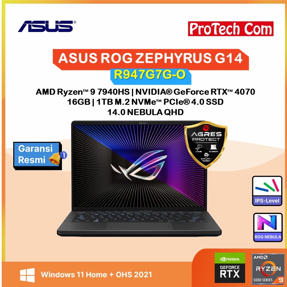 Jual ASUS ROG ZEPHYRUS G14 GA402XI RYZEN 9 7940HS RTX4070 8GB/ 16GB 1TB ...
