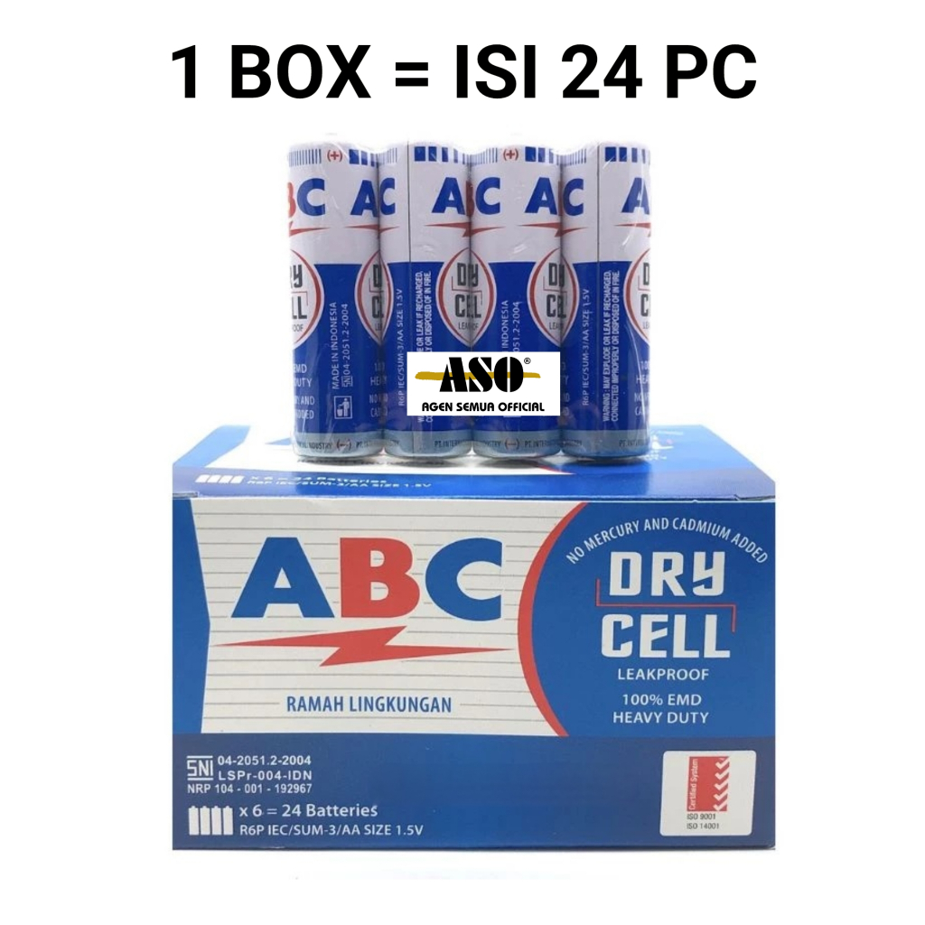 Jual BATERAI ABC AA ZINC R6 Biru BOX ( ISI 24 ) PROMO !!! | Shopee Indonesia