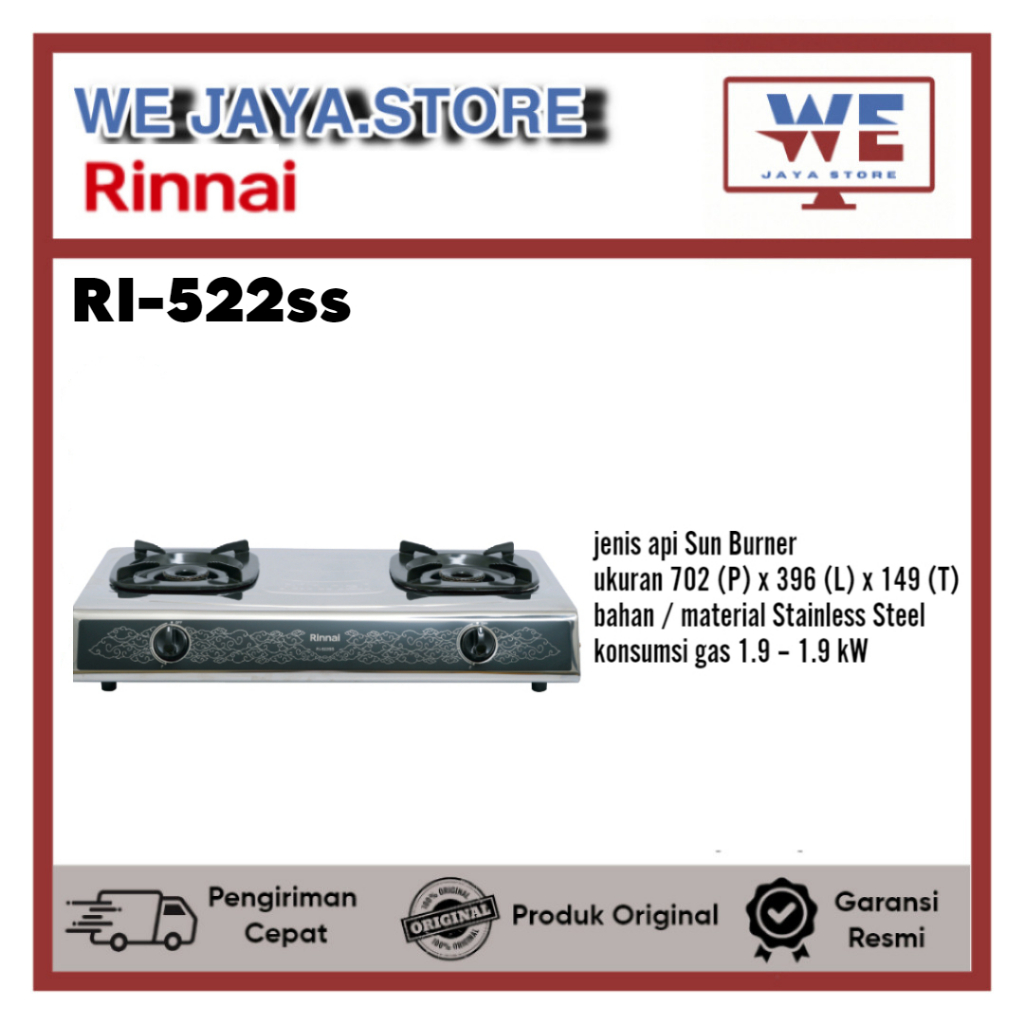 Jual KOMPOR GAS 2 TUNGKU RINNAI RI-522SS/RI-522S | Shopee Indonesia