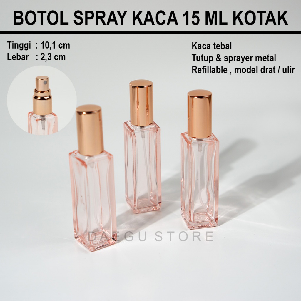 Jual Botol Spray Kaca 15ml Kotak Tebal PINK TRANSPARAN Parfum Refiil ...