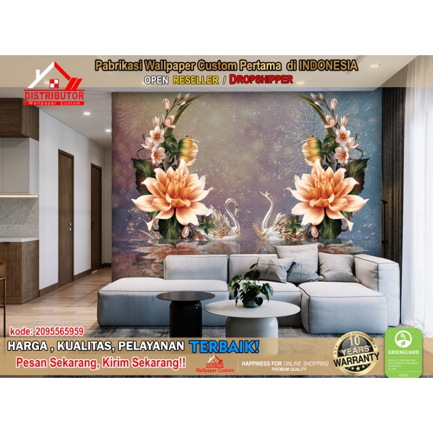 Jual Wallpaper Custom 3D Premium Tema Flowers | Bunga | Wallpaper Request Gambar | Wallpaper ...