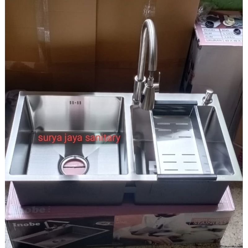 Jual Promo paket komplit kitchen sink INOBE 8245 S / Paket keran tarik ...