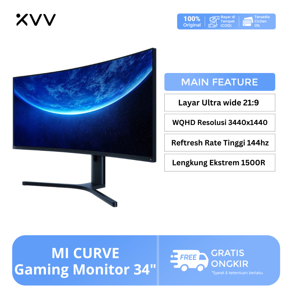 Jual (EX-Display) Xiaomi Mi 34" Curved Gaming Monitor WQHD Layar UltraWide 144Hz | Shopee Indonesia