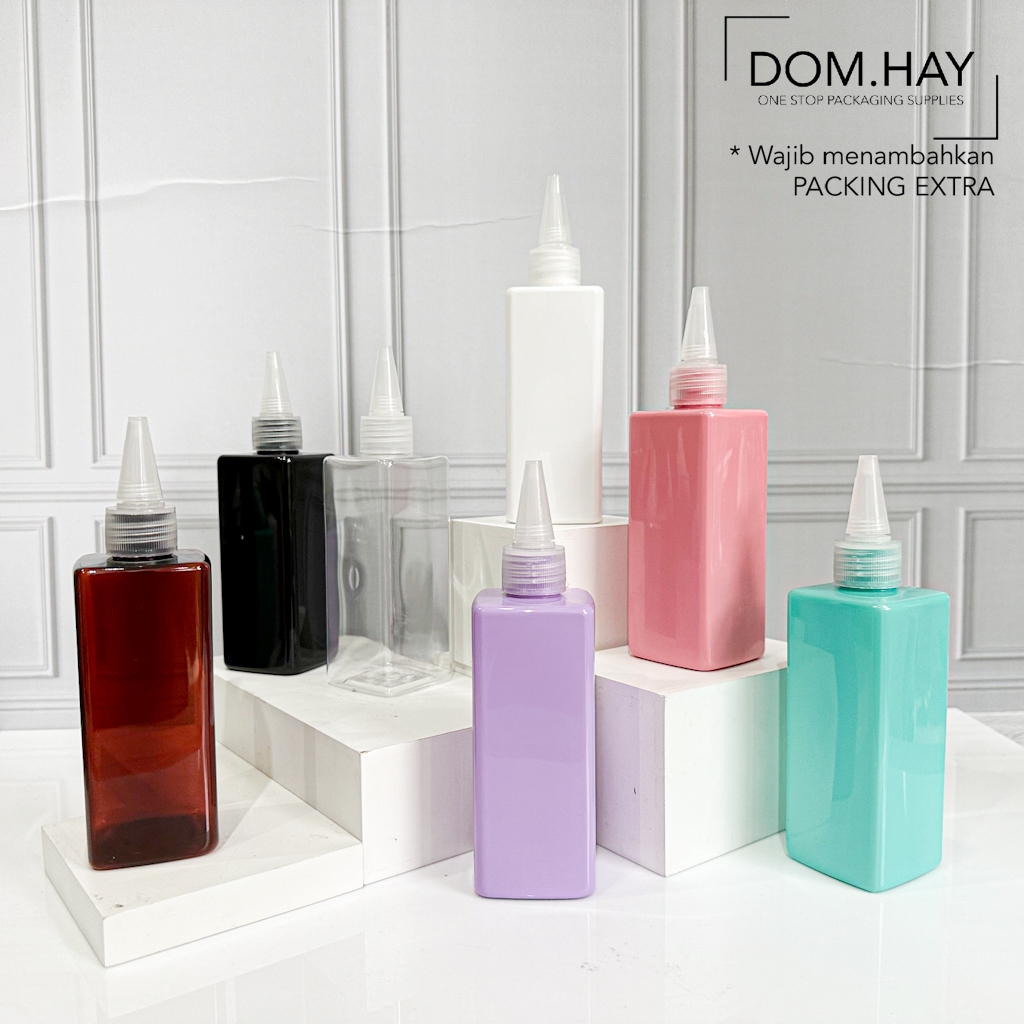 Jual 250ml Botol Kotak Tutup Tinta Kerucut Clear HL Bathroom Bottle Aesthetic Luxury Elegant ...
