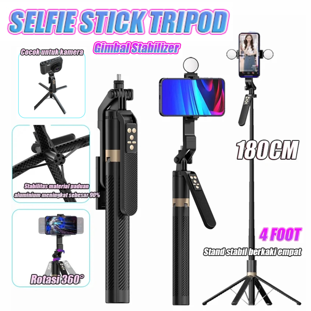 Jual Tongsis Multifungsi Selfie Stick Tripod Camera DSLR 180cm | Shopee ...