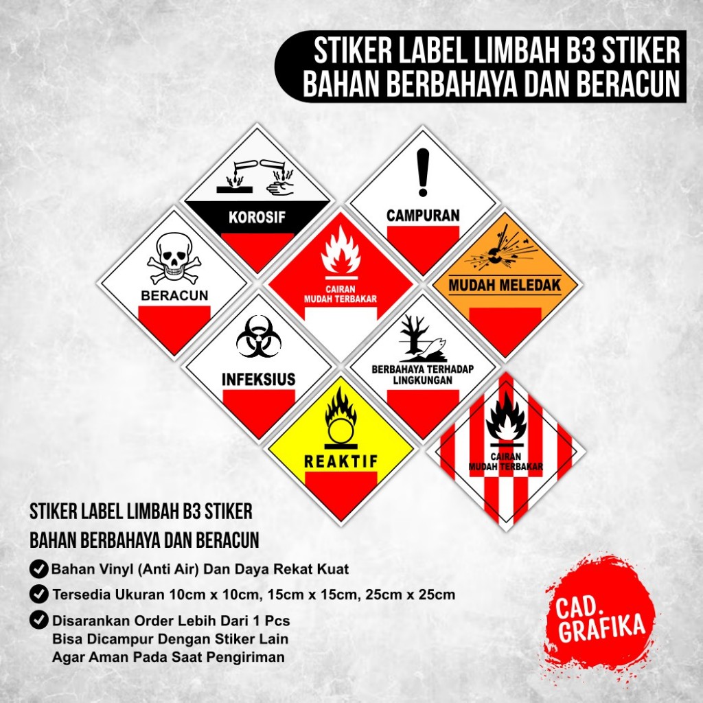 Jual Stiker Label Limbah B3 Stiker Bahan Berbahaya dan Beracun | Shopee ...