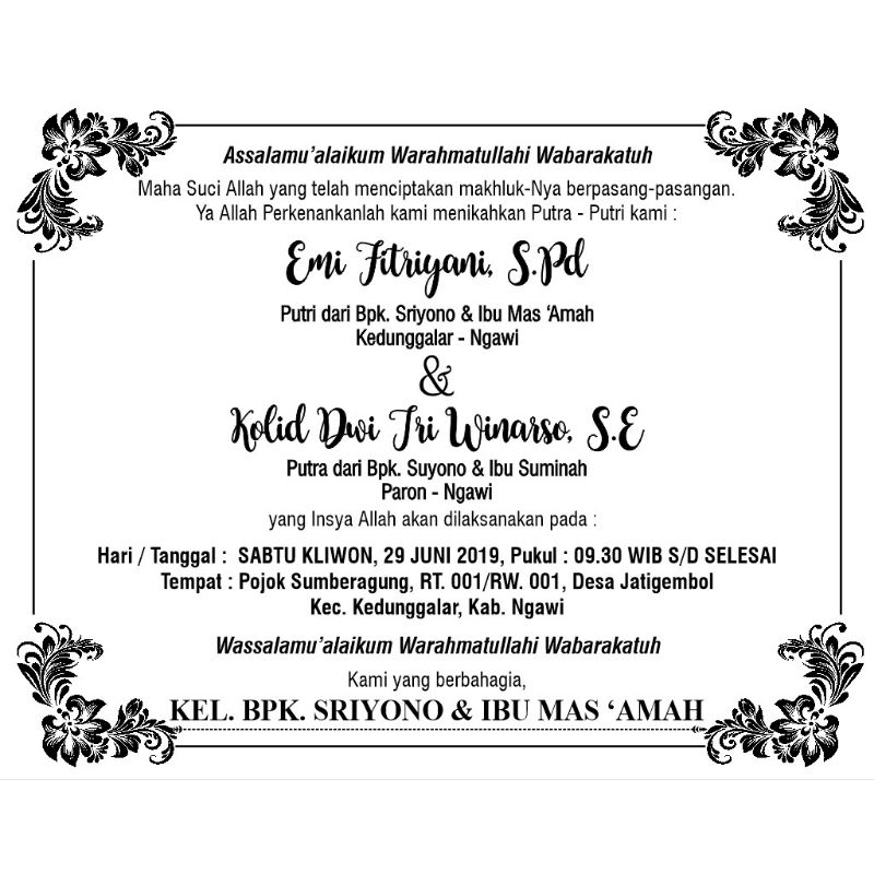 Jual (1-2 HARI JADI) UNDANGAN TONJOKAN 1/2 FOLIO (BESAR) | UNDANGAN ...