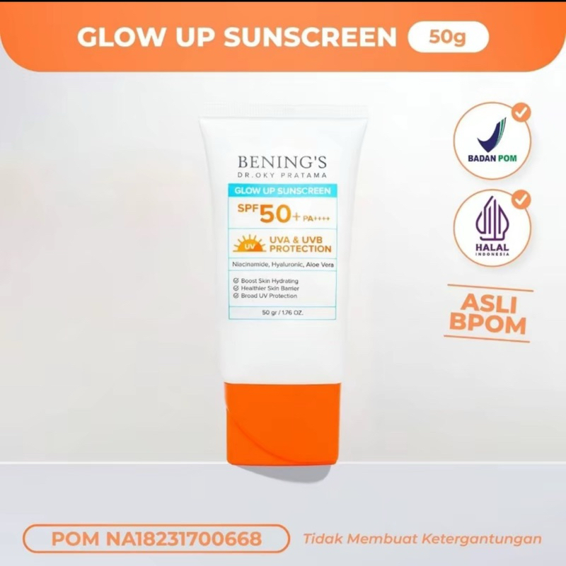 Jual [DOKTIF APPROVED] BENING’S GLOW UP SUNSCREEN CREAM SPF 50 ...