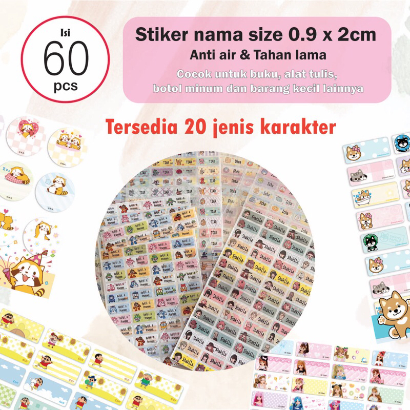 Jual Stiker Label Nama Custom isi 60 pcs | Shopee Indonesia