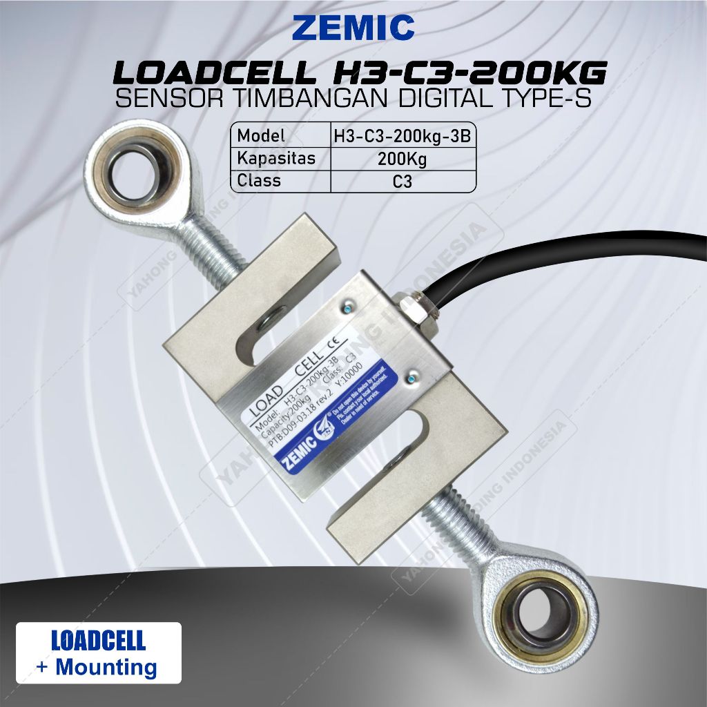 Jual Load Cell H3 C3 200kg Tipe S Loadcell Sensor Berat Timbangan Digital ZEMIC | Shopee Indonesia