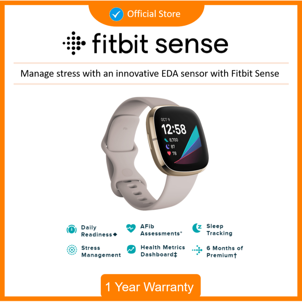 Jual Fitbit Sense Advanced Smartwatch with EDA Sensor - Lunar White ...