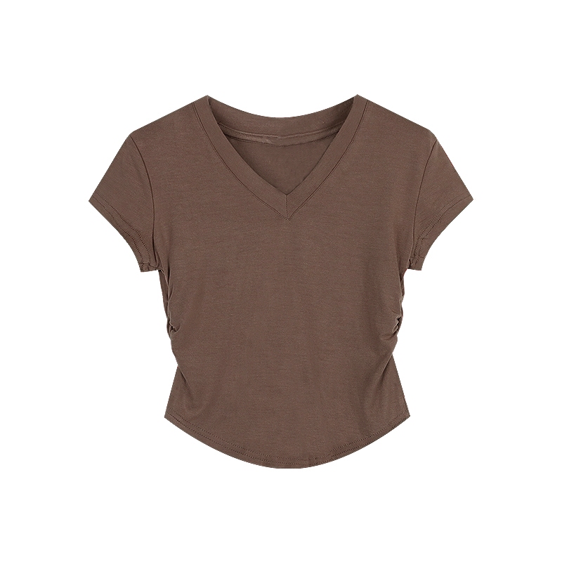 Jual OORA kaos slimfit V dasi crop korean style wanita busur merah kaos ...