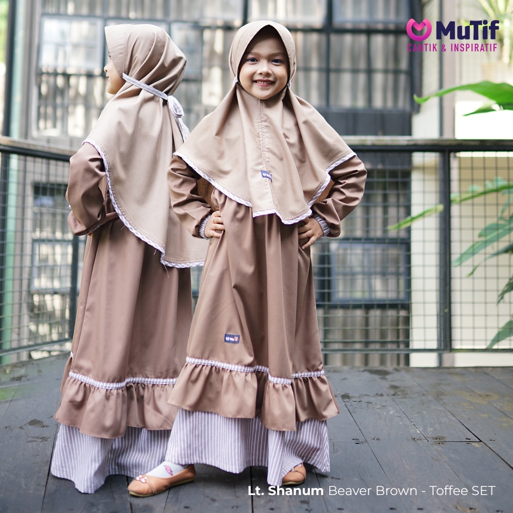 Jual Mutif Baju Gamis Anak Terbaru Little Shanum Dress Beaver Brown ...