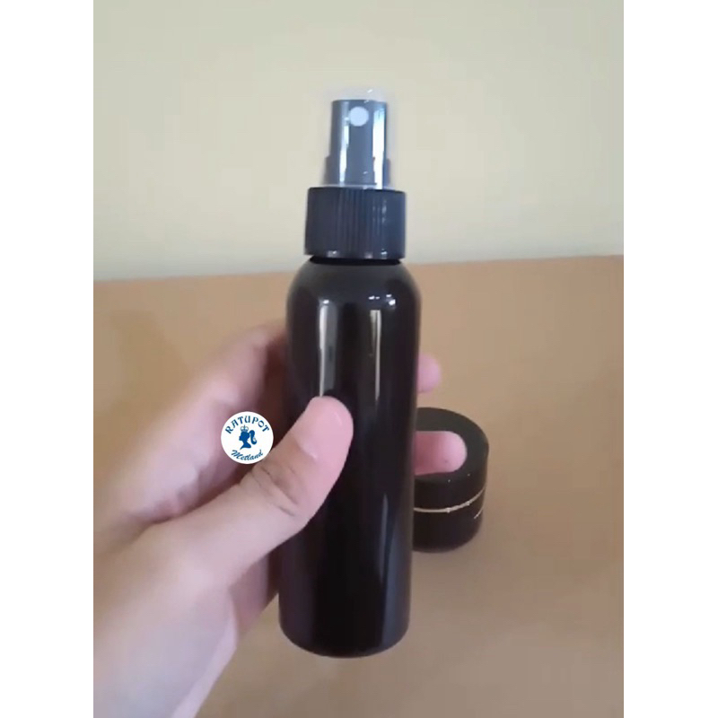 Jual botol 100 ml plastik BOSTON hitam spray hitam cap bening | Shopee ...