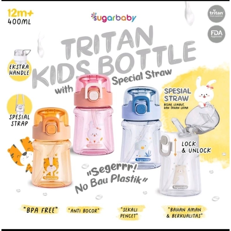 Jual Sugar Baby Tritan Bottle 400ML TKBST400 With Special Straw ...