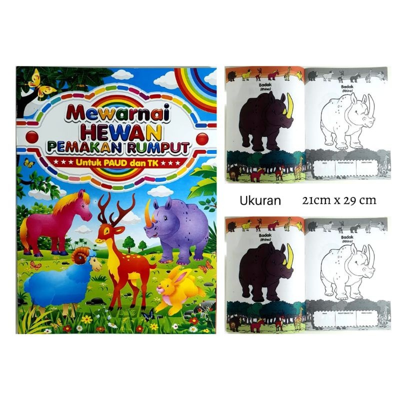 Jual Buku Mewarnai Anak/Buku Mewarnai Hewan Pemakan Rumput Untuk Paud ...