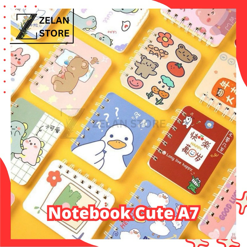 Jual Notebook Cute Character A7 Portable Buku Catatan Bergaris Mini ...