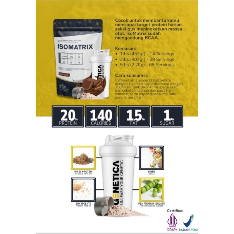 Jual GENETICA ISOMATRIX PROTEIN ISOLATE WHEY PEA PROTEIN MATRIX 1Lbs ...