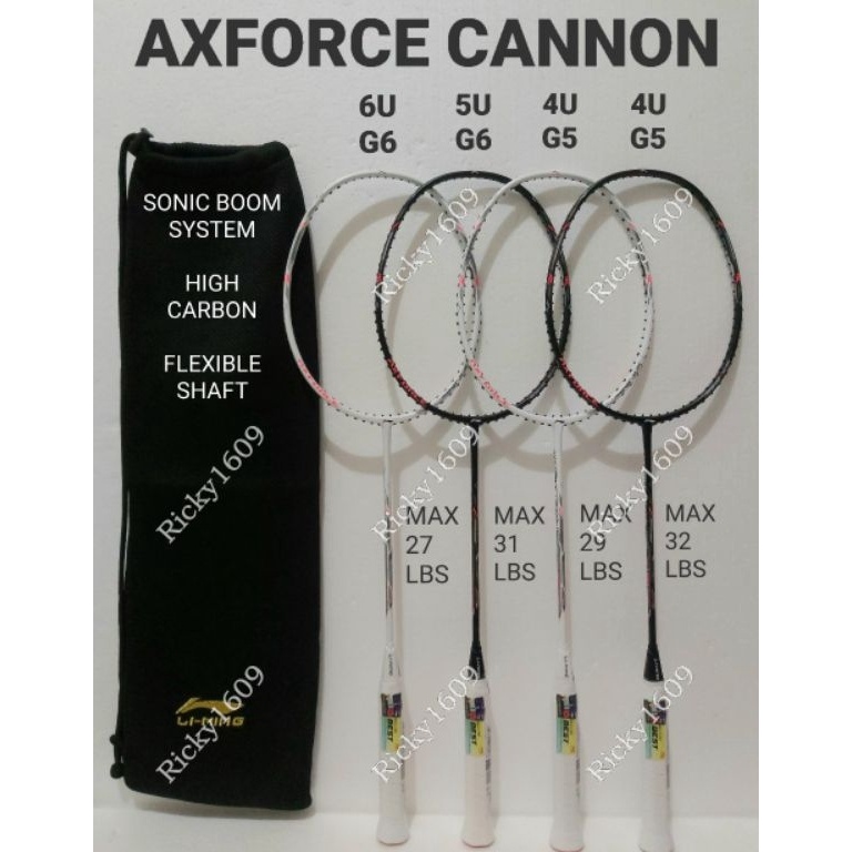 Jual RAKET BADMINTON LINING AXFORCE CANNON HIGH CARBON SONIC BOOM ...