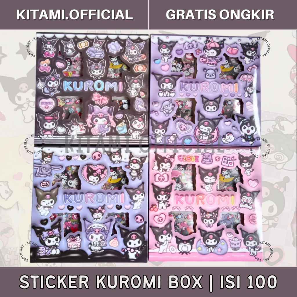 Jual STIKER KUROMI BOX ISI 100 | WATERPROOF STICKER KUROMI SANRIO ...