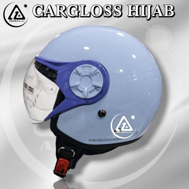 Jual HELM CARGLOSS YRH HIJAB ARMY LIGHT BLUE | HELM RETRO | HELM HIJAB ...