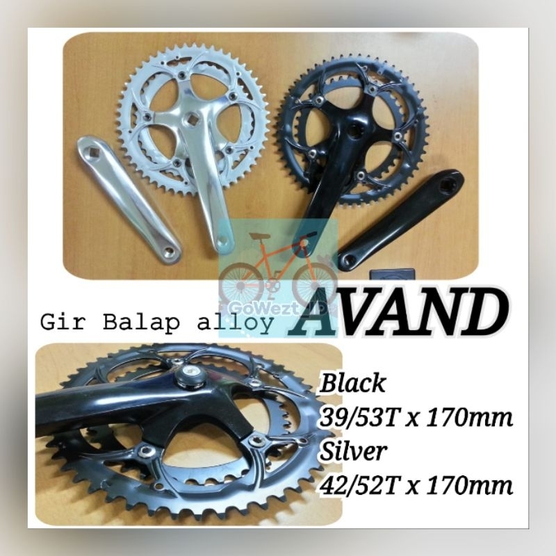 Jual Gear Gir Crank Set Sepeda Balap 2 Speed Susun Avand Alloy 52T 53T ...