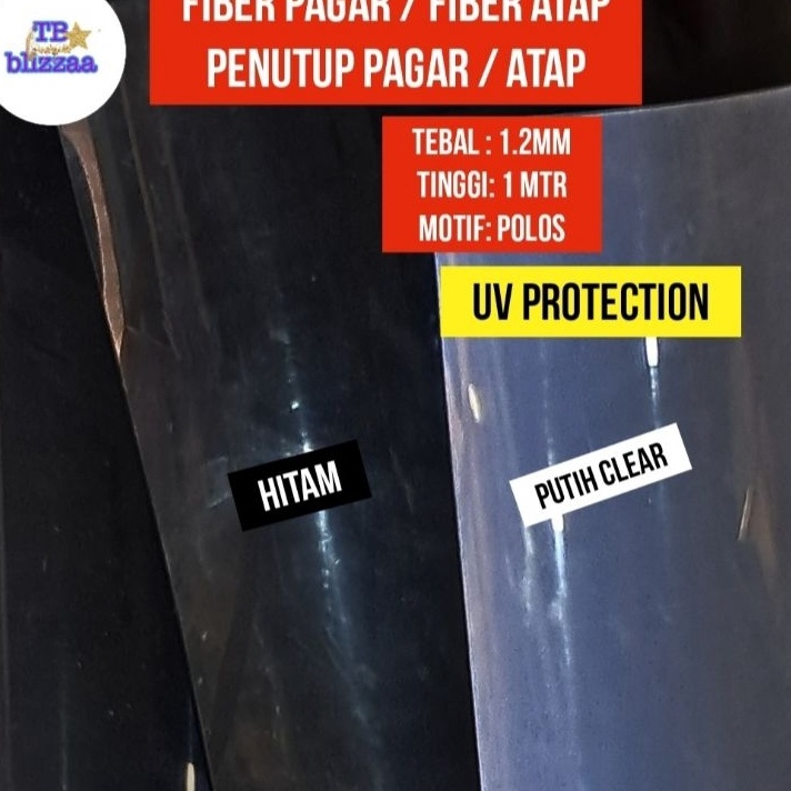 Jual Fiber Pagar 12mm Tebal Premium Fiber Atap Polos Tinggi 1M Anti UV ...
