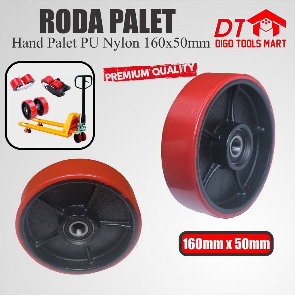 Jual Roda Hand Pallet 160mm x 50mm PU Polyurethane Double Bearing Palet ...
