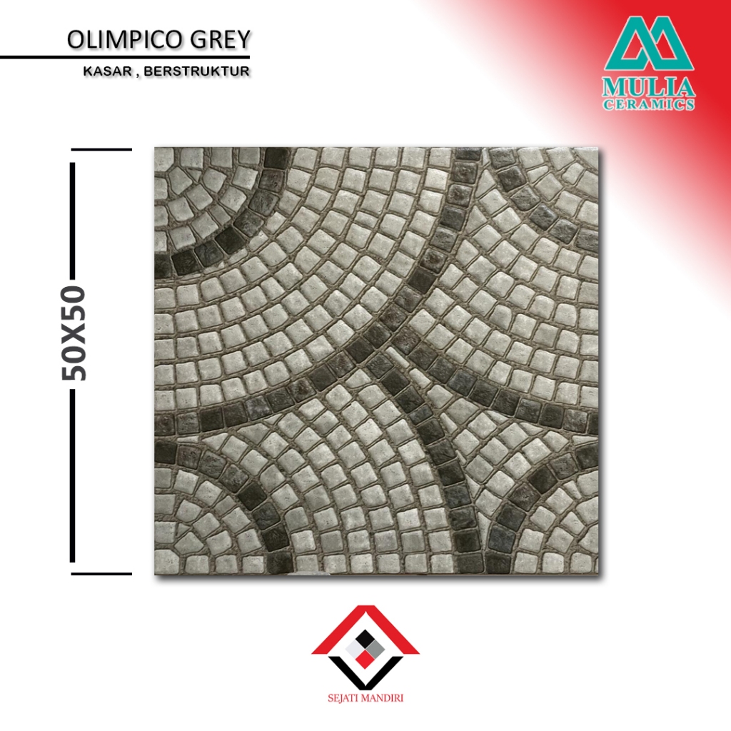 Jual keramik 50x50 kasar - motif batu alam - mulia olimpico grey ...